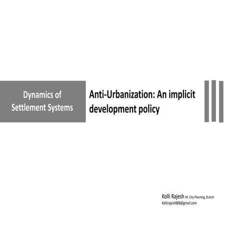 Anti urbanization - an implicit development policy | PDF