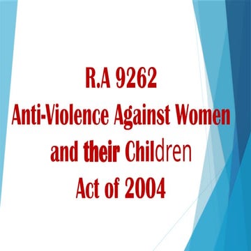 Republic Act 9262 or VAWC under the Philippines | PPT