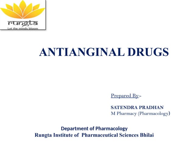 ANGINA PECTORIS ,METABOLISM ,CLASFICATION OF ANGINA, MECHANISM OF ACTION PPT | PPT