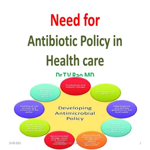 Need for Antibiotic Policy in Health care Dr.T.V.Rao MD | PPTX