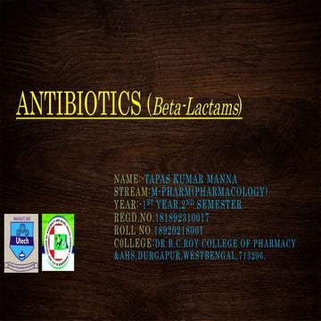 Antibiotics (beta lactams) | PPTX