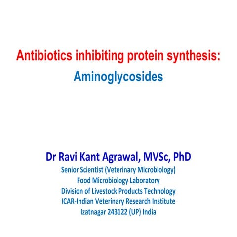 Antibiotics inhibiting protein synthesis 2 aminoglycosides 03 05-2018 | PPT