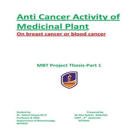 Anti cancer thesis 1 | PDF | Cancer | Diseases and Conditions