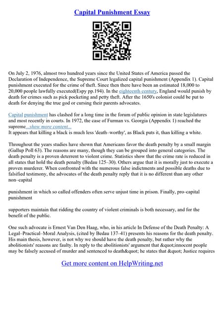 Capital Punishment Essay Topics | PDF