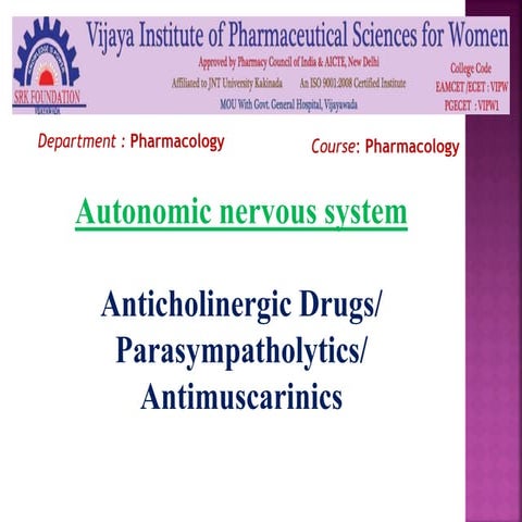 Anti-cholinergic Drugs | PPTX