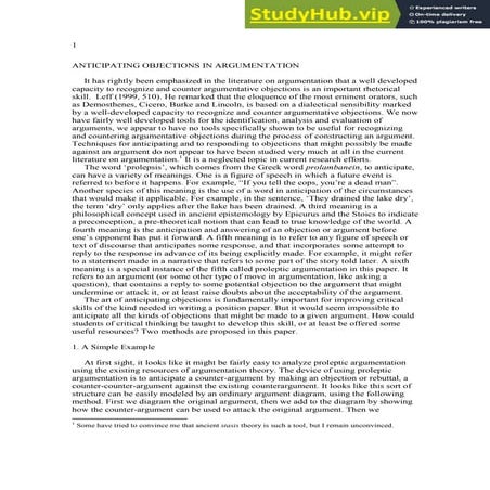 Anticipating Objections In Argumentation | PDF