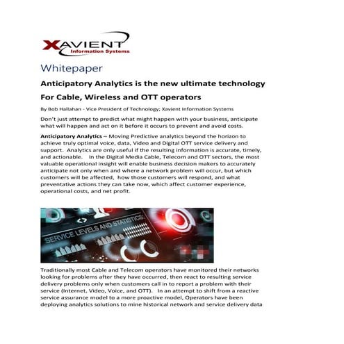 Anticipatory analytics - Bob Hallahan VP Xavient | PDF