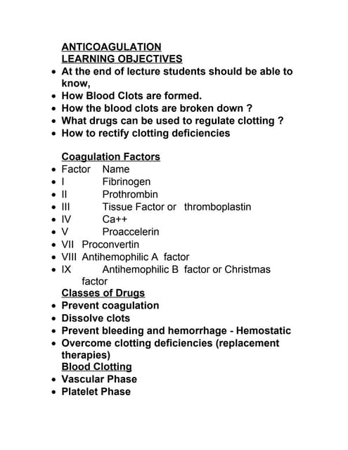 Anticoagulants | PPT | First Aid | Injuries