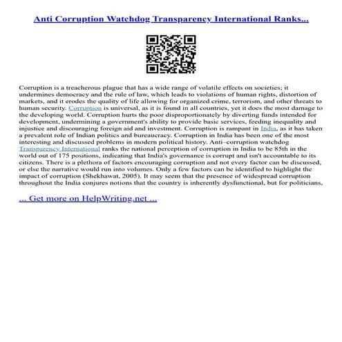 Anti Corruption Watchdog Transparency International Ranks... | PDF