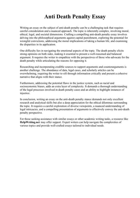 The Death Penalty Essay. Carteret Community College | PDF | Homework ...
