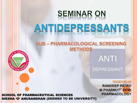 Screening Models of Antidepressants Drugs | PPTX | First Aid | Injuries