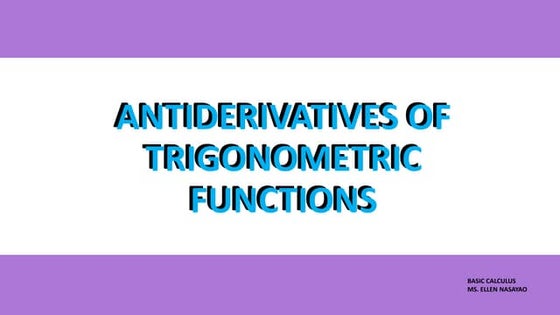 Antiderivatives Of Trigonometric Functions Pdf Physics Science