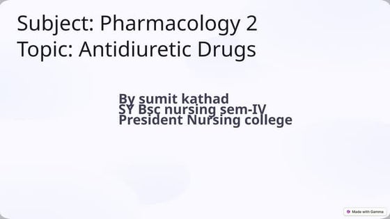 Anti diuretics drugs | PPTX | Endocrine and Metabolic Diseases | Diseases and Conditions