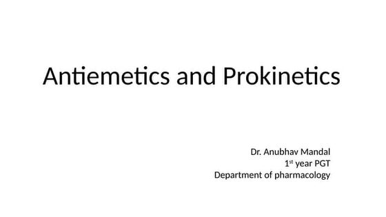 Emetics and Anti-emetics (Pharmacology III) | PPT