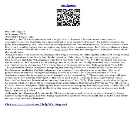 Antigone Tragic Hero Essay | PDF