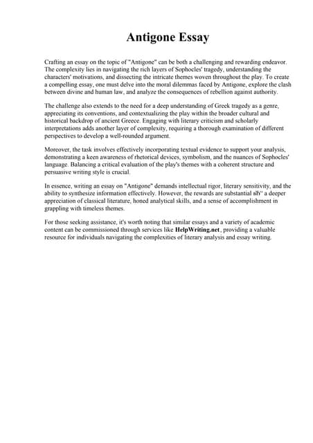 Antigone Theme Essay. Florida Polytechnic University | PDF