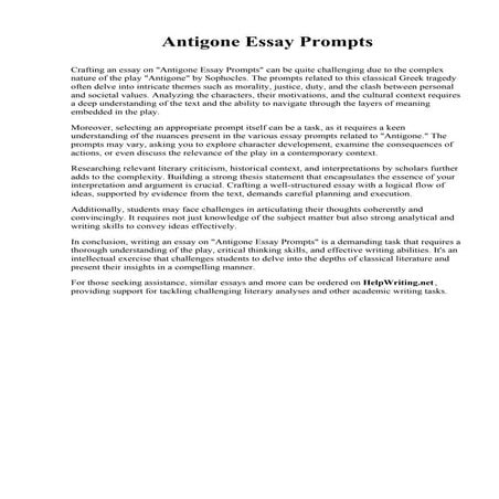 Antigone Essay Prompts. Minneapolis College of Art and Design | PDF ...