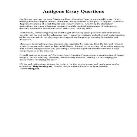 Antigone Essay Topics | PDF