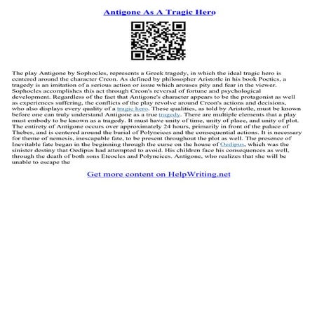 Antigone Tragic Hero Essay | PDF