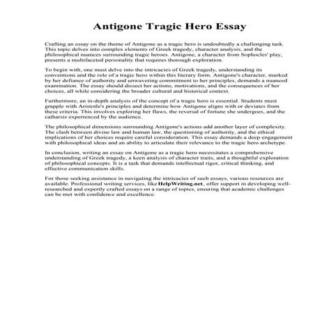 Antigone Tragic Hero Essay. University of Tulsa | PDF