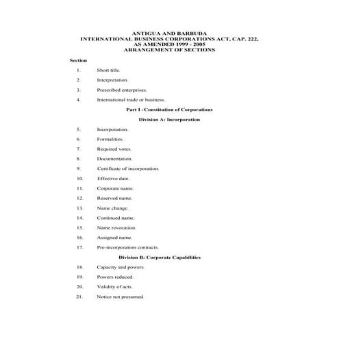 Antigua and Barbuda - IBC Act Cap. 222 | PDF