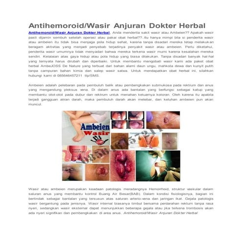 Antihemoroid wasir anjuran dokter herbal | PDF