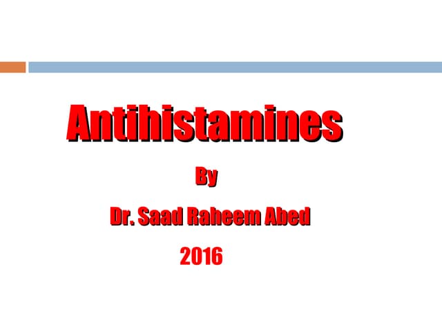 Antihistamines - Pharmacology | PDF