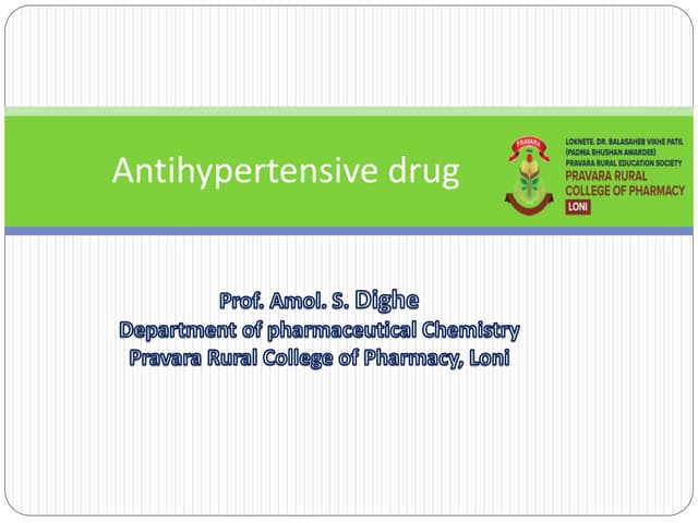 Anti-Hypertensive Drugs Medicinal Chemistry | PPTX