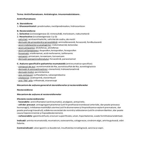 Farmacologie: Antiinflamatoare | DOCX