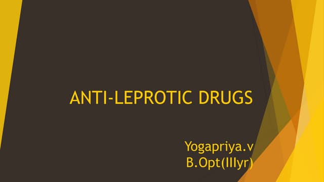 Drugs for leprosy | PDF