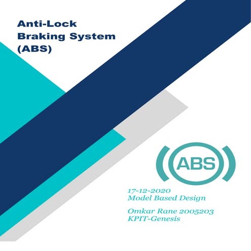 Anti Lock Braking Abs Model Based Design In Matlab Simulink Pdf