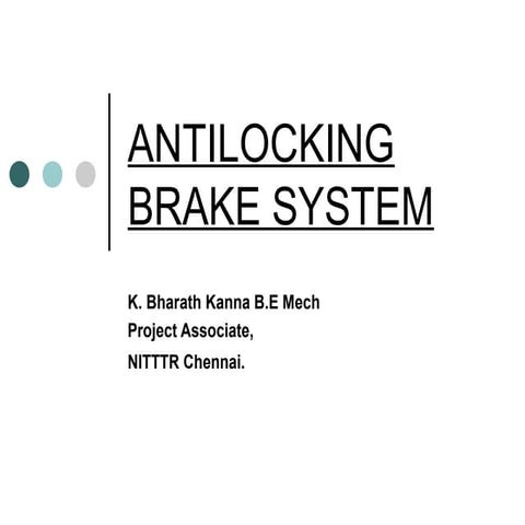 Technical presentation- Anti-lock braking system | PPTX