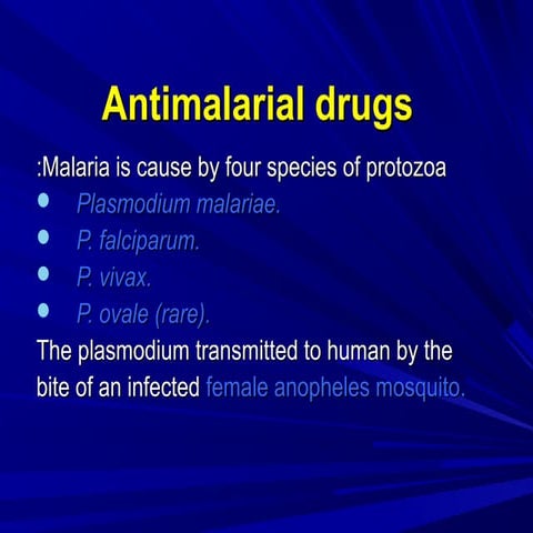 Antimalarial drugs | PPT | Blood Disorders | Diseases and Conditions