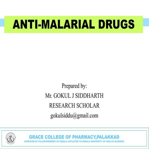 Anti malarial drug classification | PDF