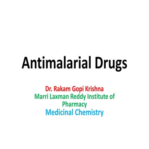 Antimalarial Drugs.pptx Pharm. D # year MC | PPTX