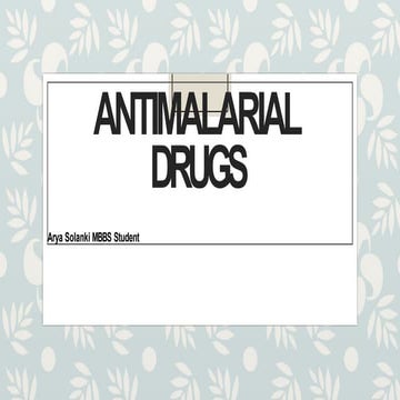Anti malarial drug classification | PDF