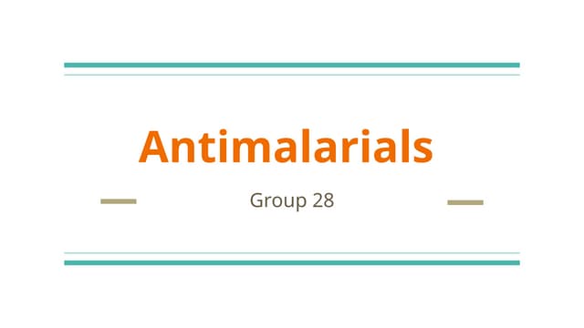 ANTI-MALARIAL DRUGS AND ANALOGUES | PPTX