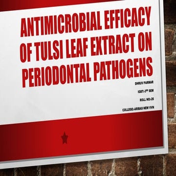 Antimicrobial efficacy of tulsi leaf extract on periodontal | PDF