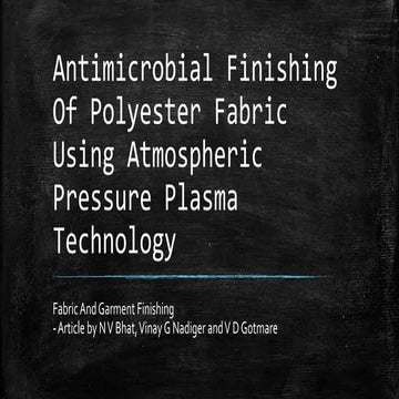 Antimicrobial finishing of polyester fabric using atmospheric pressure ...