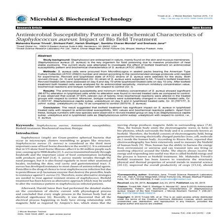 Biochemical Characteristics of Staphylococcus aureus | PDF