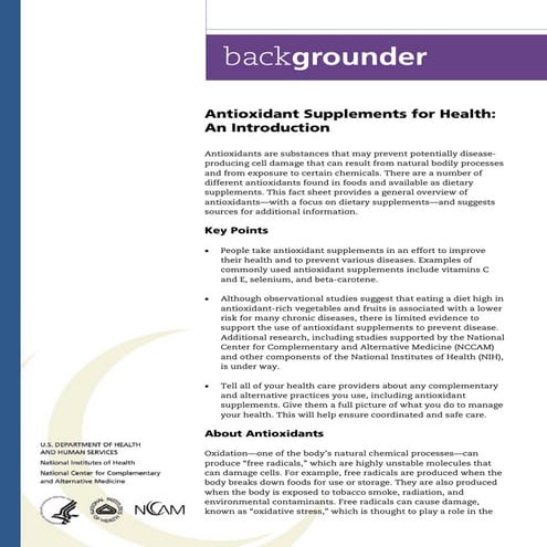 Antioxidant Supplements | Revelar | PDF