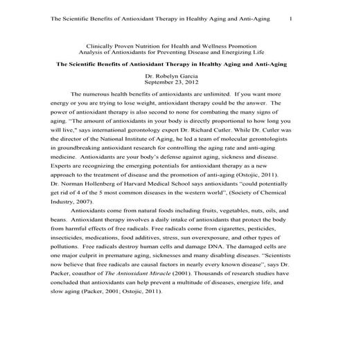 The Scientific Benefits of Antioxidant Therapy in Healthy Aging and ...