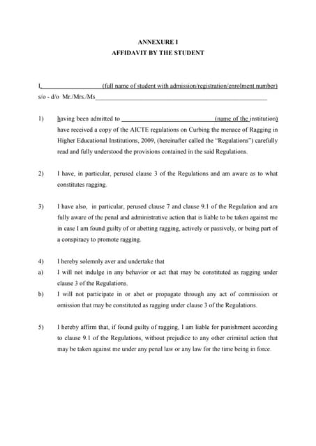 Antiragging format | PDF