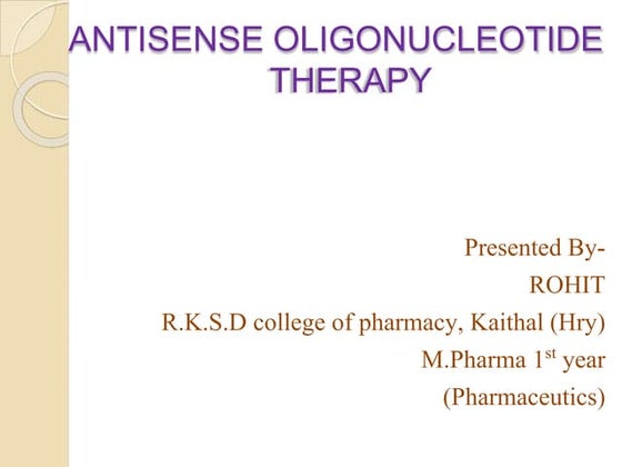 Antisense technologies and antisense oligonucleotides | PPT