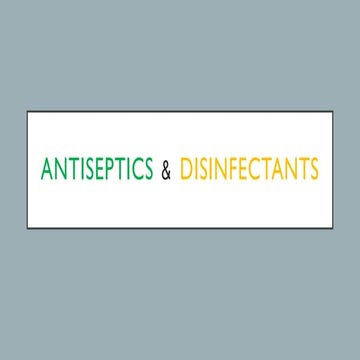 Antiseptic and disinfectant their uses and examples | PDF