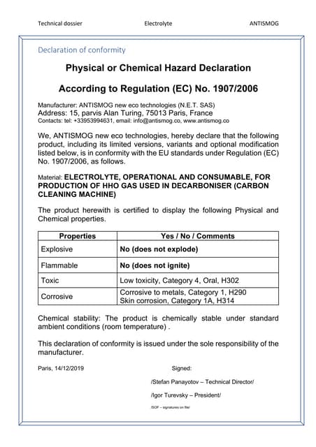 ANTISMOG CE LVD Safety Certificate -v11_2020 | PDF | Automotive ...