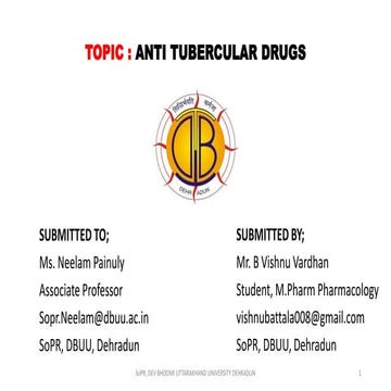 ANTI TUBERCULAR DRUGS AND THEIR ACTIONS. | PPT