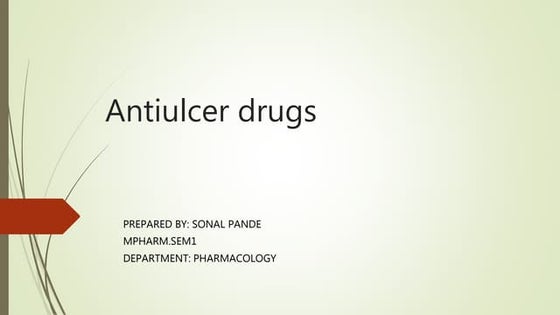 Anti ulcer drugs classification | PPT | Digestive Disorders | Diseases ...