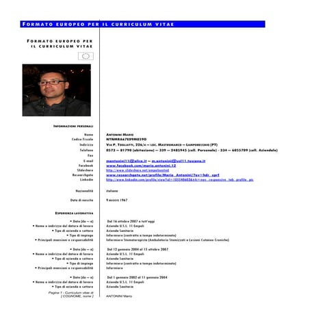 Antonini mario cv formato europeo | PDF
