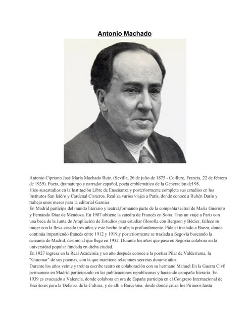 Biografia de antonio machado | PDF